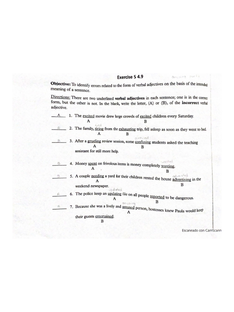 Verbal Adjectives | PDF