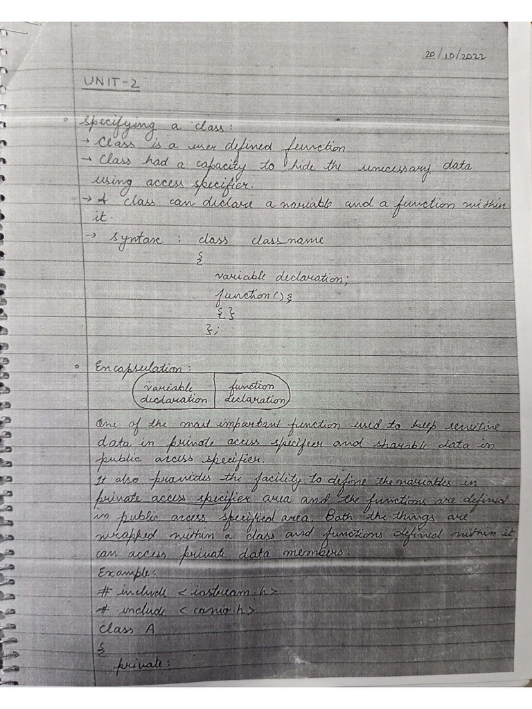 OOPS Notes Unit 2 | PDF