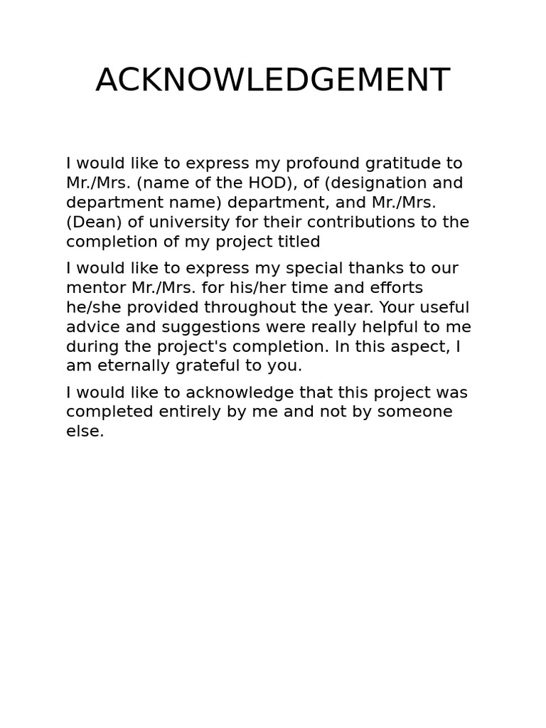 Acknowledgement | PDF | Career & Growth