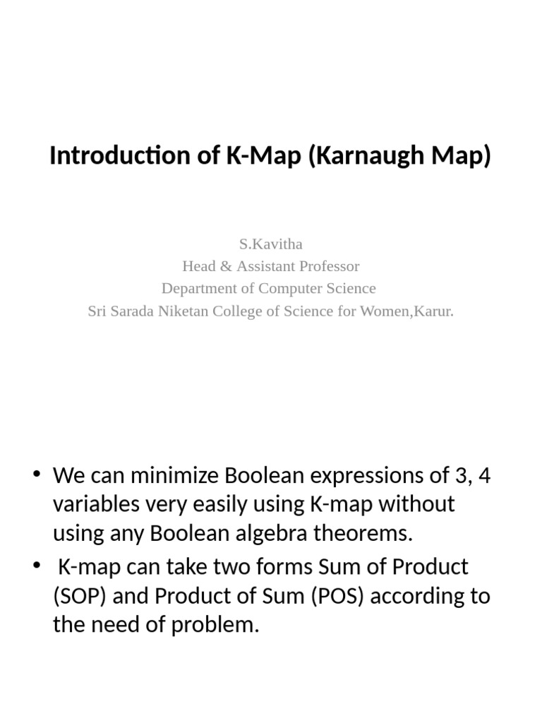Introduction of K-Map (Karnaugh Map) | PDF
