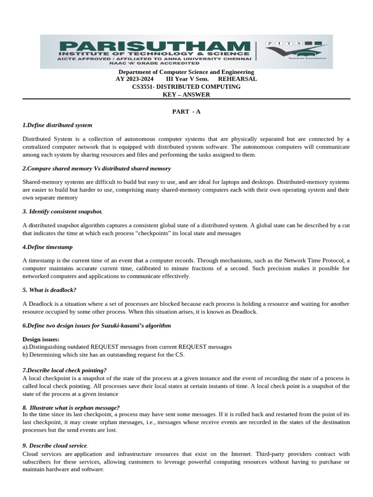 Distributed Computing Question Bank | PDF | Distributed Computing | Cloud Computing