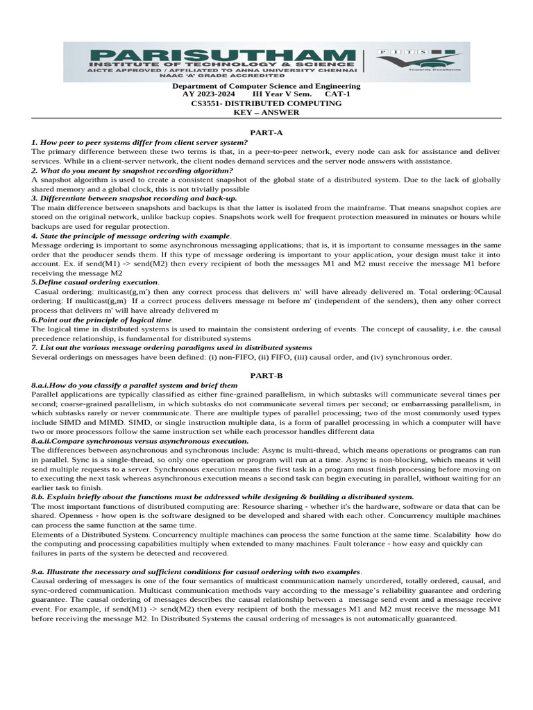 Distributed Computing Imp Questions | PDF | Parallel Computing | Distributed Computing