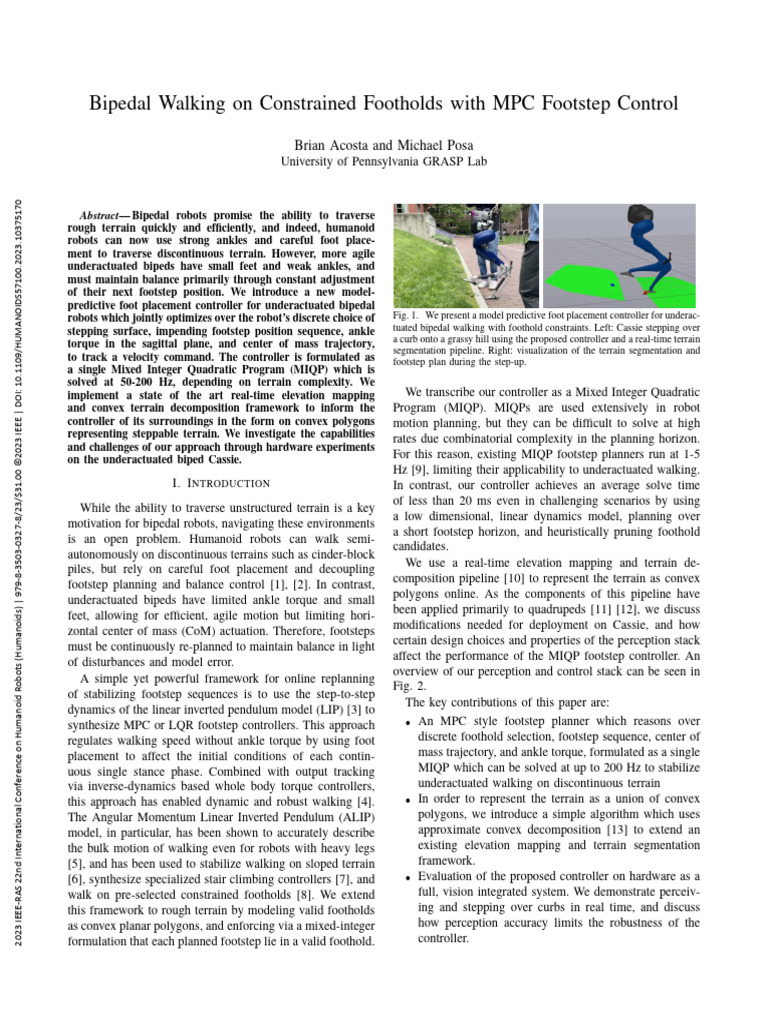 Acosta, Posa - 2023 - Bipedal Walking On Constrained Footholds With MPC ...