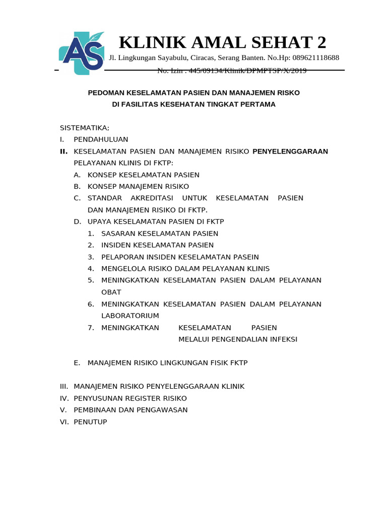 Pedoman Keselamatan Pasien Dan Manajemen Risko | PDF | Sains & Matematika