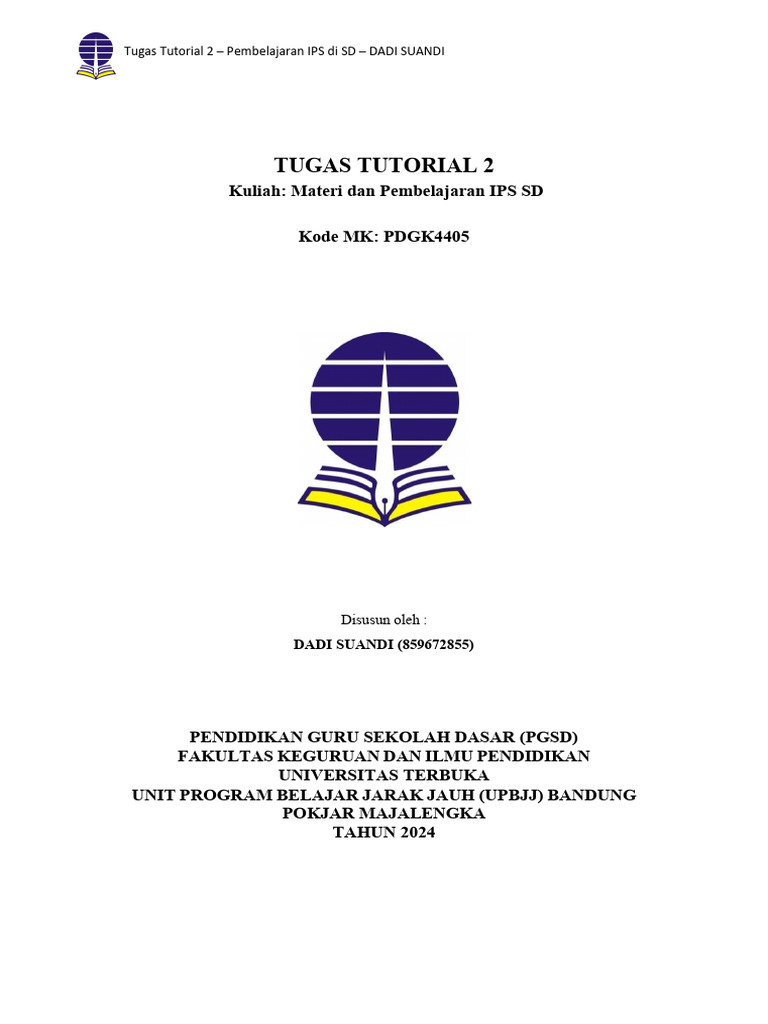 Tugas Tutorial 2 - Pembelajaran Ips Di SD - Dadisuandi | PDF | Sejarah