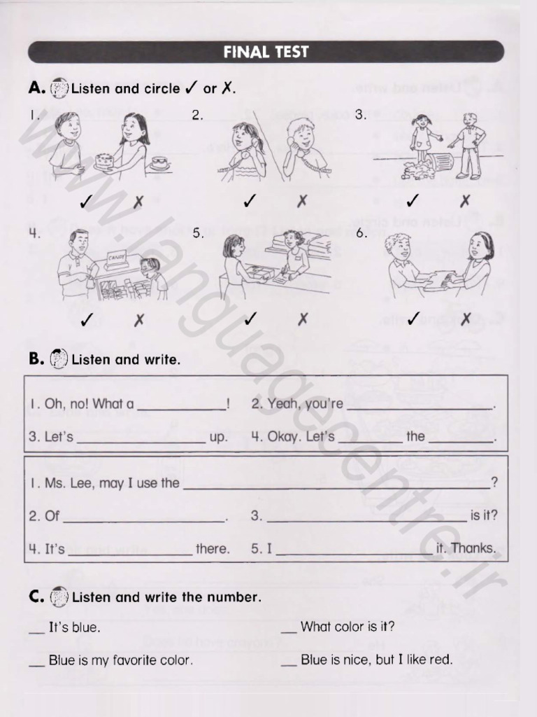 English Time 2 Final Test First Edition | PDF