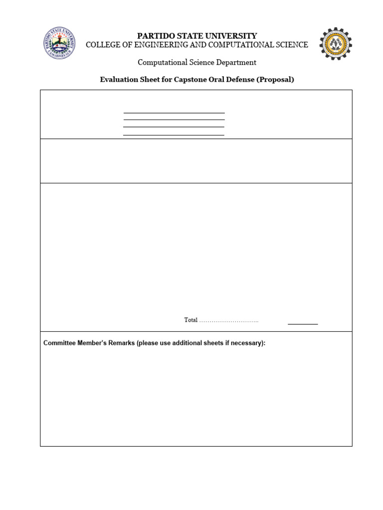 Capstone Oral Defense Evaluation Sheet | PDF | Art | Computers