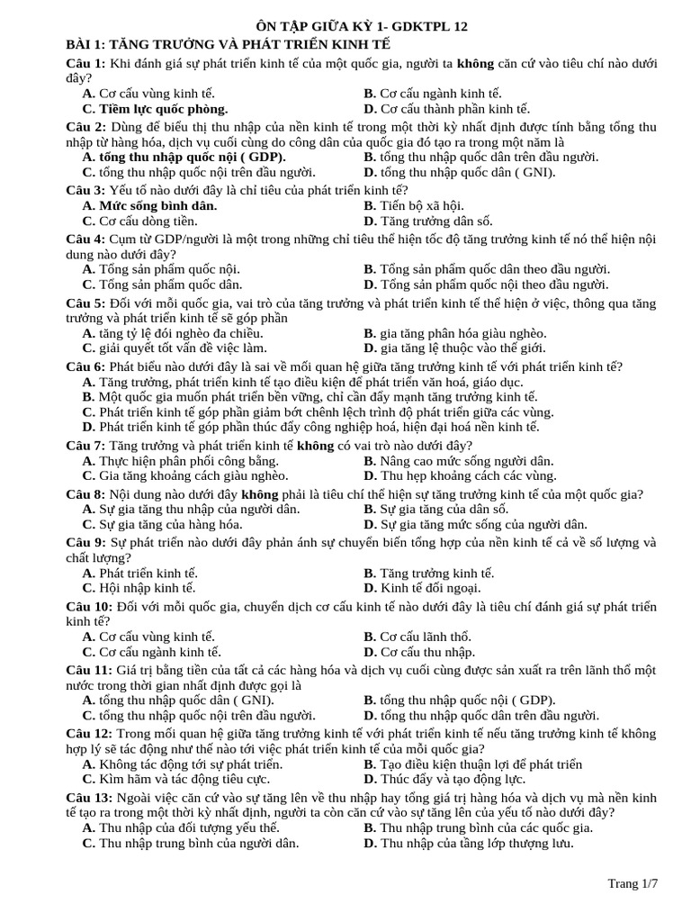 Hs On Tap Hk1 GDKTPL 12 | PDF