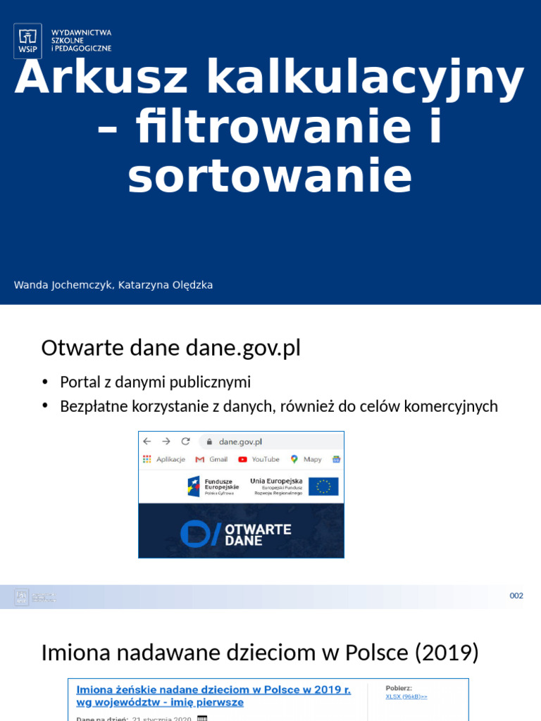 Arkusz Kalkulacyjny Prezentacja | PDF