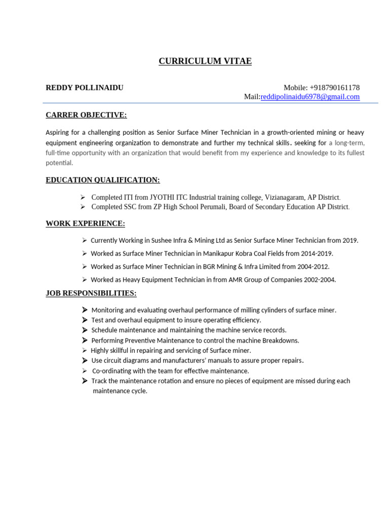 Mr. Poli Reddy NaiduResume | PDF | Business