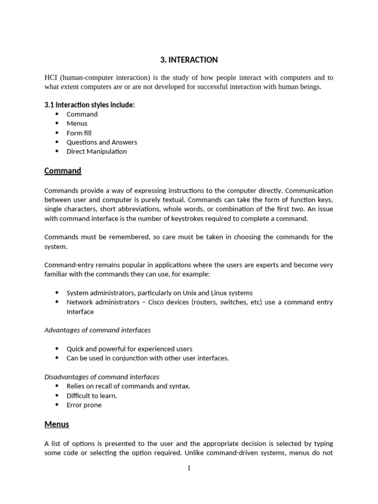 Hci Lesson 3 Interaction Styles Pdf Graphical User Interfaces Icon Computing 