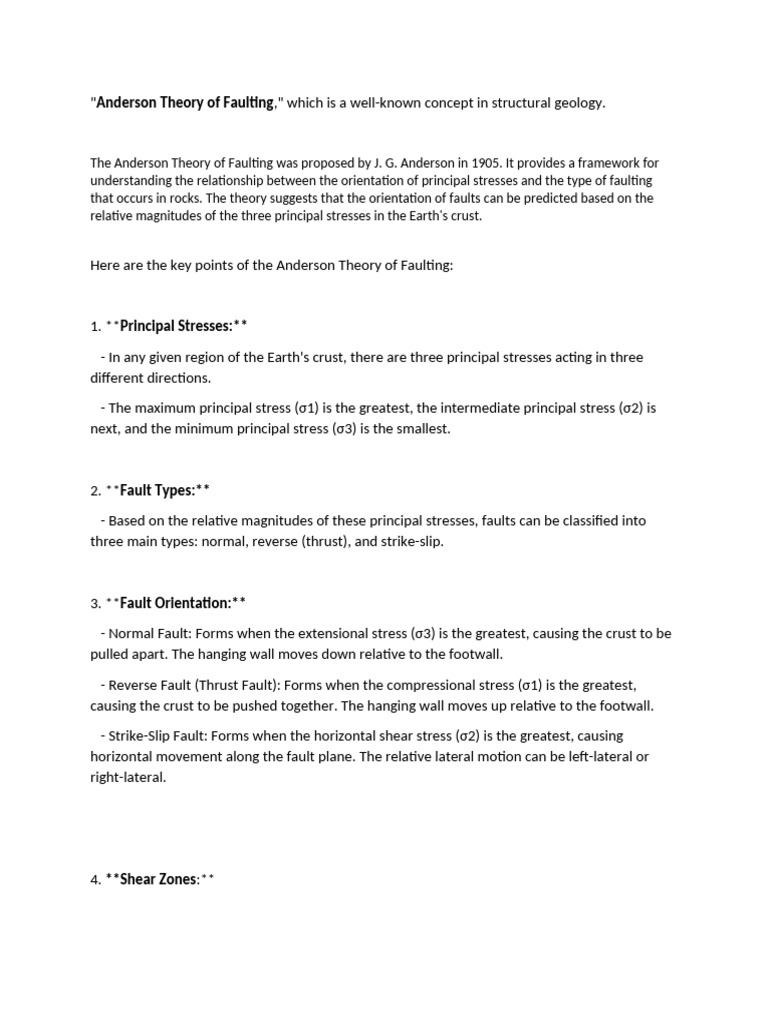 Anderson Theory of Faulting Explained | PDF