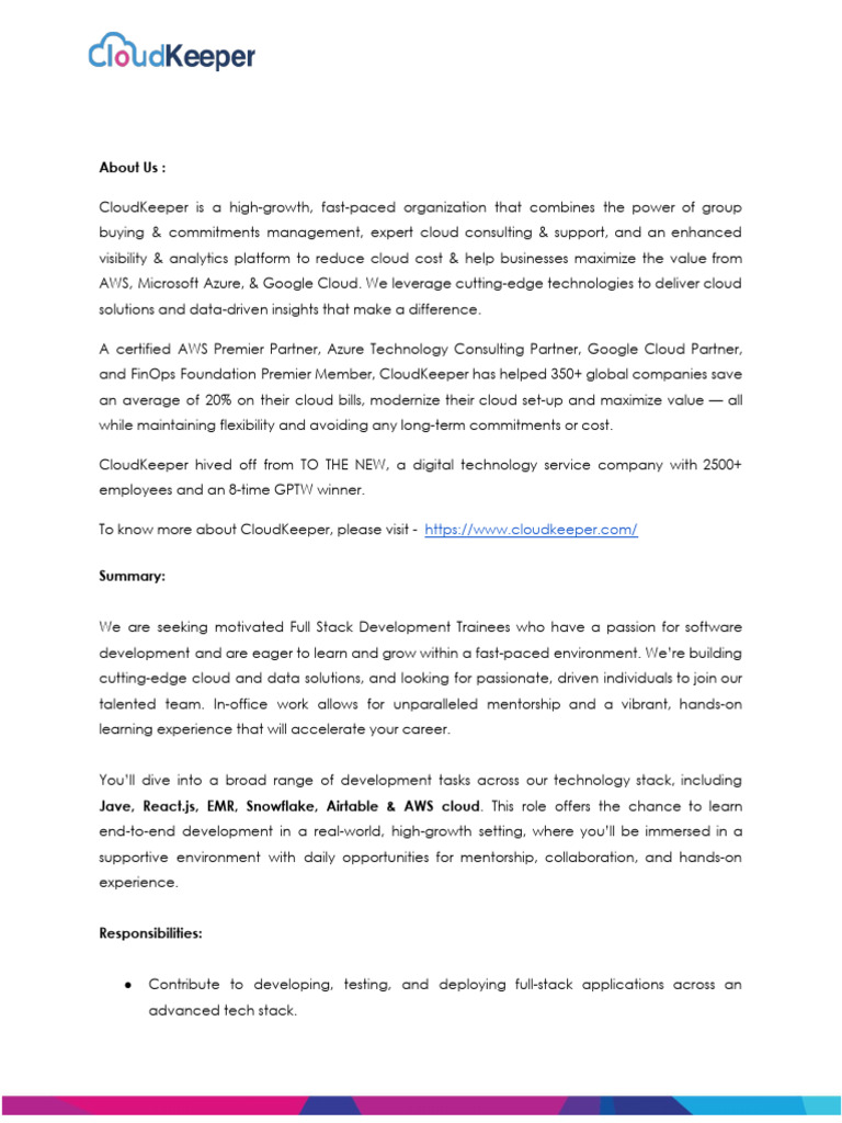 Fullstack Trainee CK - 2025 | PDF | Cloud Computing | Amazon Web Services