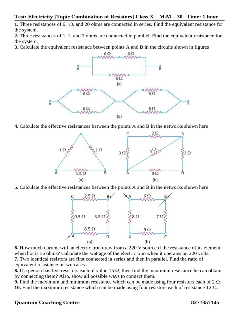 Test Combination of Resistor 1 | PDF | Teaching Methods & Materials