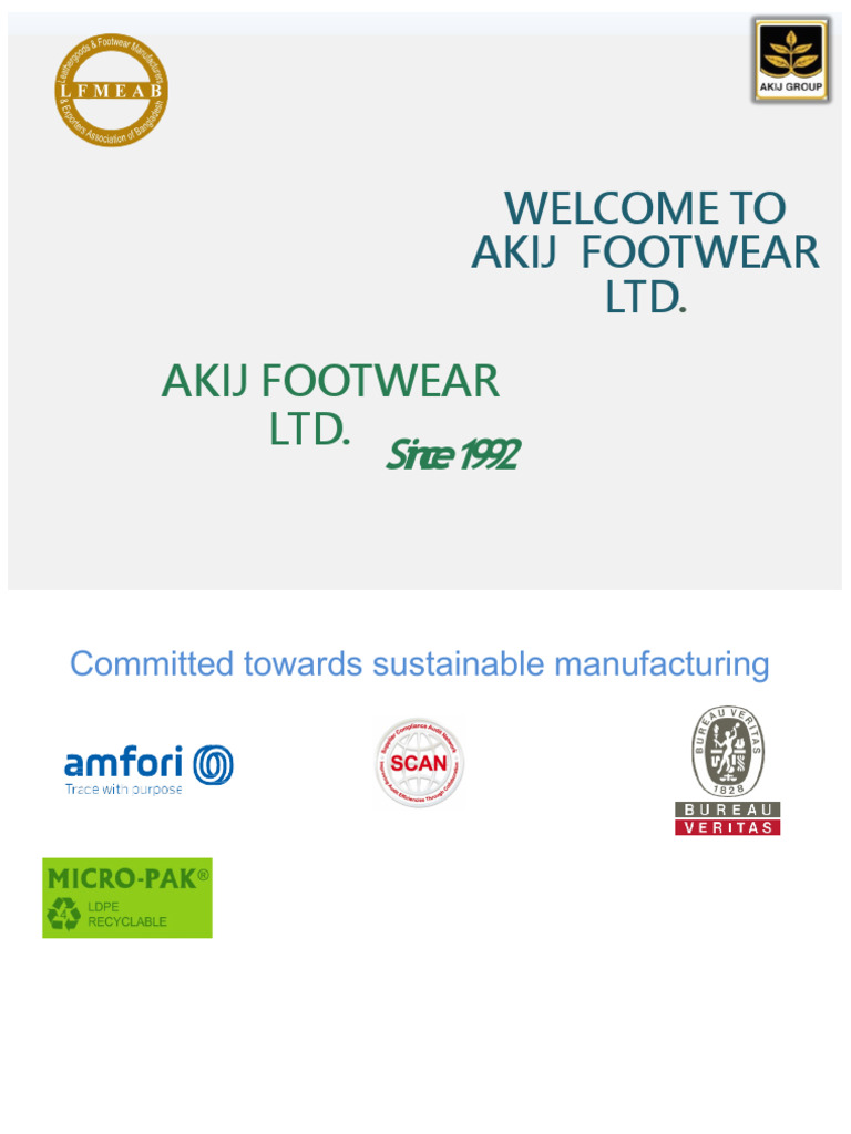 Akij Footwear Ltd: Sustainable Shoe Manufacturing | PDF | Shoe | Footwear