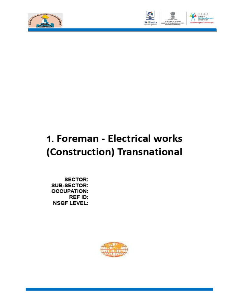 Model Curriculum Foreman Electrical Works Transnational 01 8 2017 | PDF ...