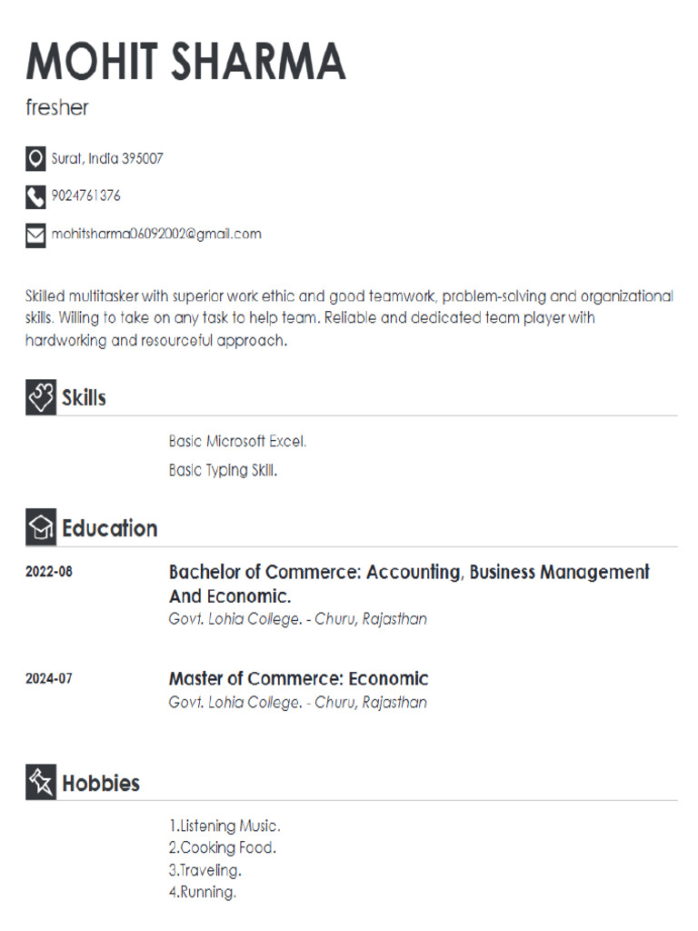 Mohit Sharma Resume | PDF