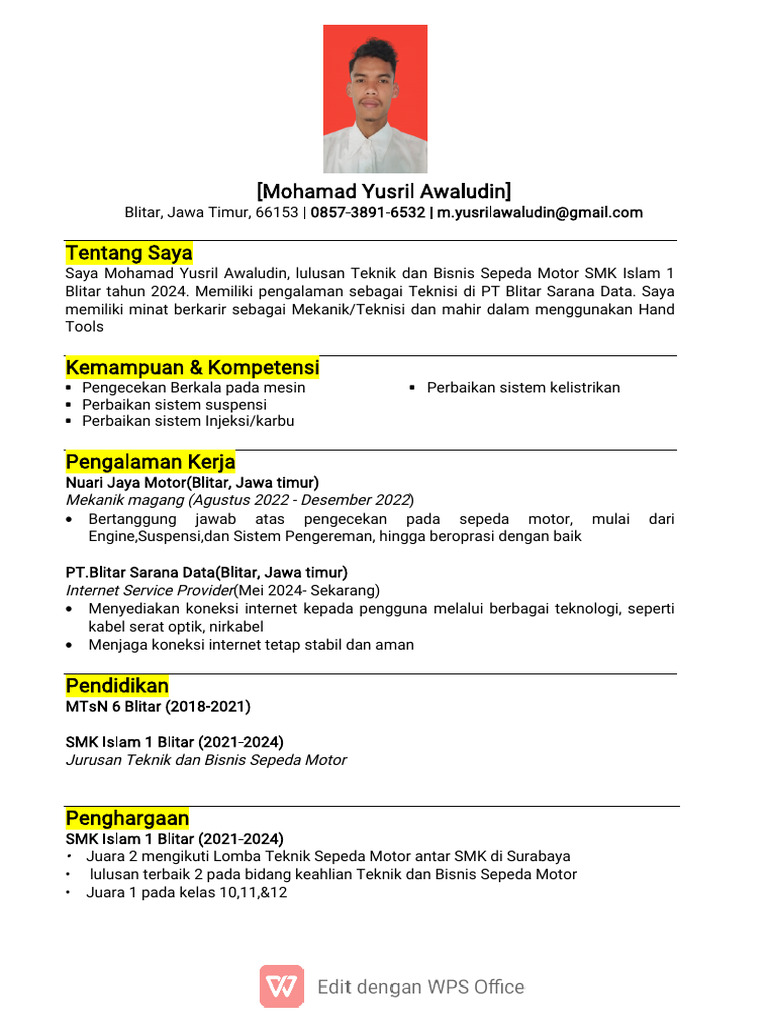 Contoh CV FIX | PDF