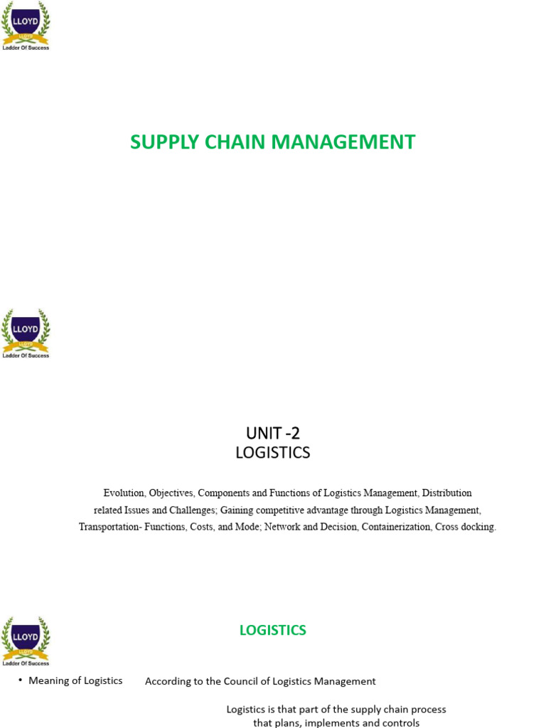 Unit 2 Supply Chain Notes | PDF | Logistics | Supply Chain Management