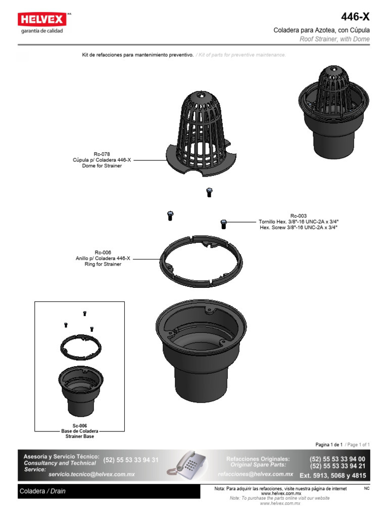 Coladera para Azotea Helvex Components | PDF