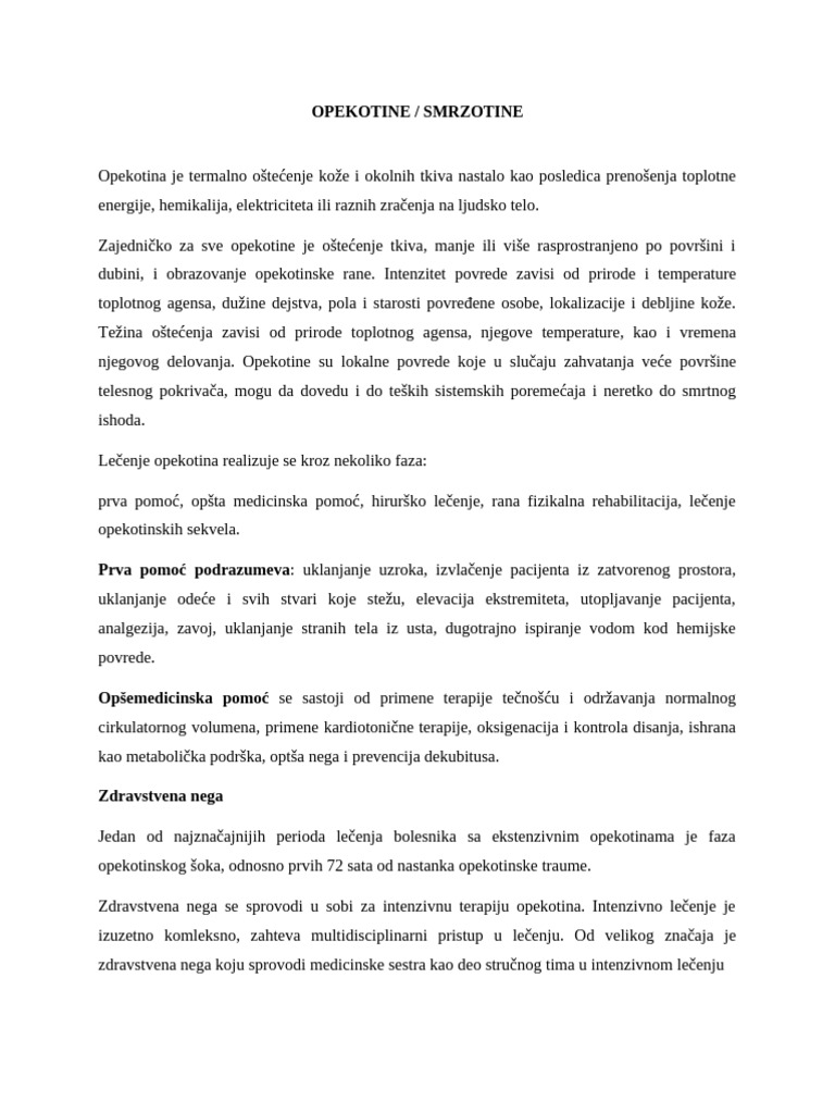Opekotine - Smrzotine | PDF
