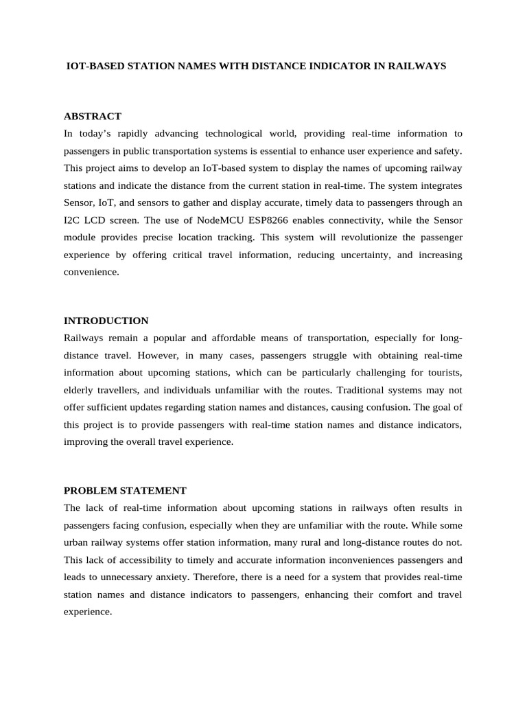 IoT Railway Station Distance Indicator | PDF | Infrared | Light ...
