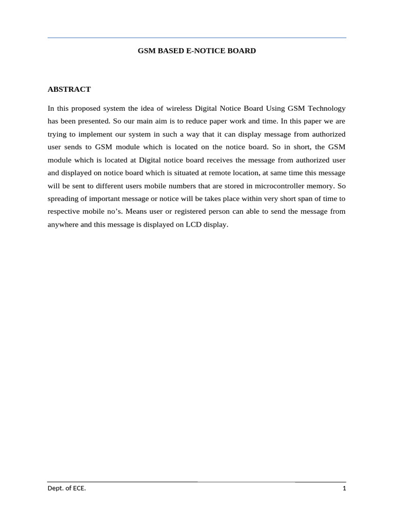 2k25-Rep-Gsm Based E-Notice Board | PDF | Microcontroller | Rectifier