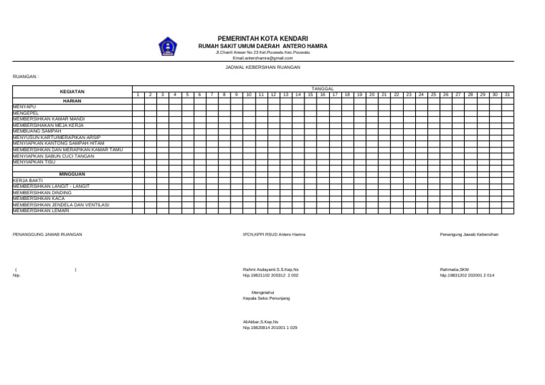 Jadwal Kebersihan | PDF