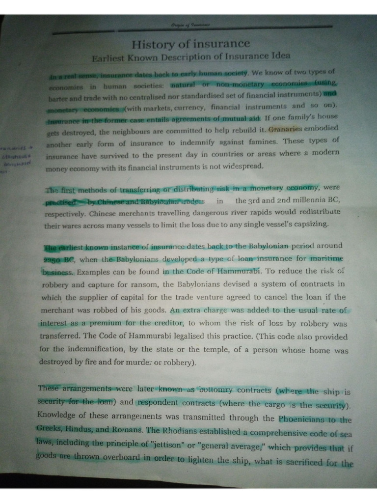 History of Insurance Material | PDF