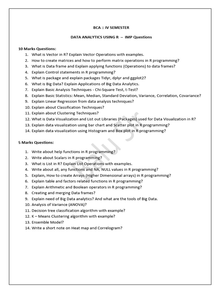 Bca-Iv Sem Dar Imp Questions | PDF