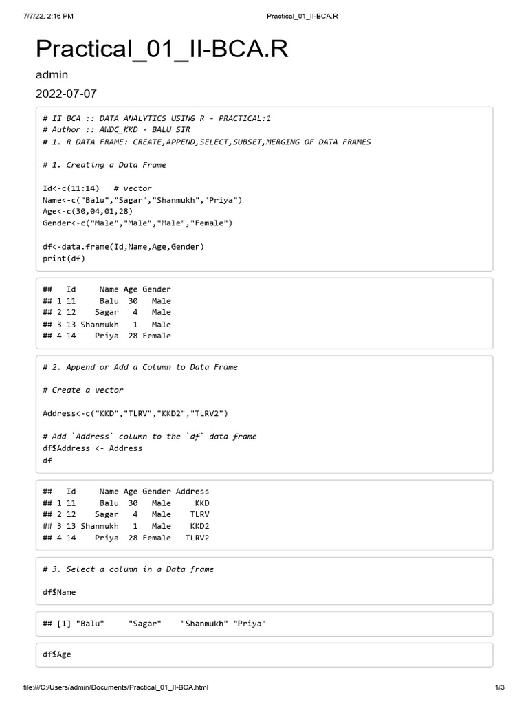 Dar - II Bca - IV - Final Lab Doc - Balu Sir | PDF | Errors And ...