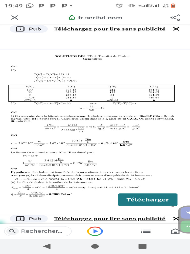 Correction Exercice Transfert Thermique | PDF