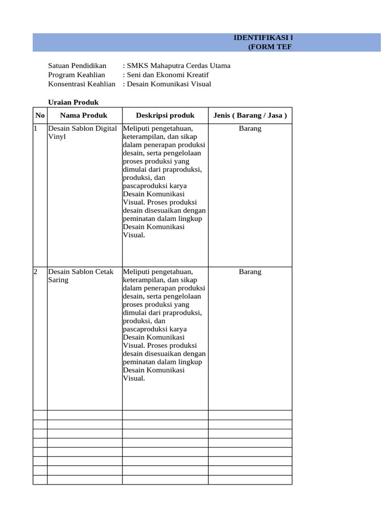 FORM TEFA 01-03 & WS01-01 Digital Vinyl | PDF | Bisnis | Seni