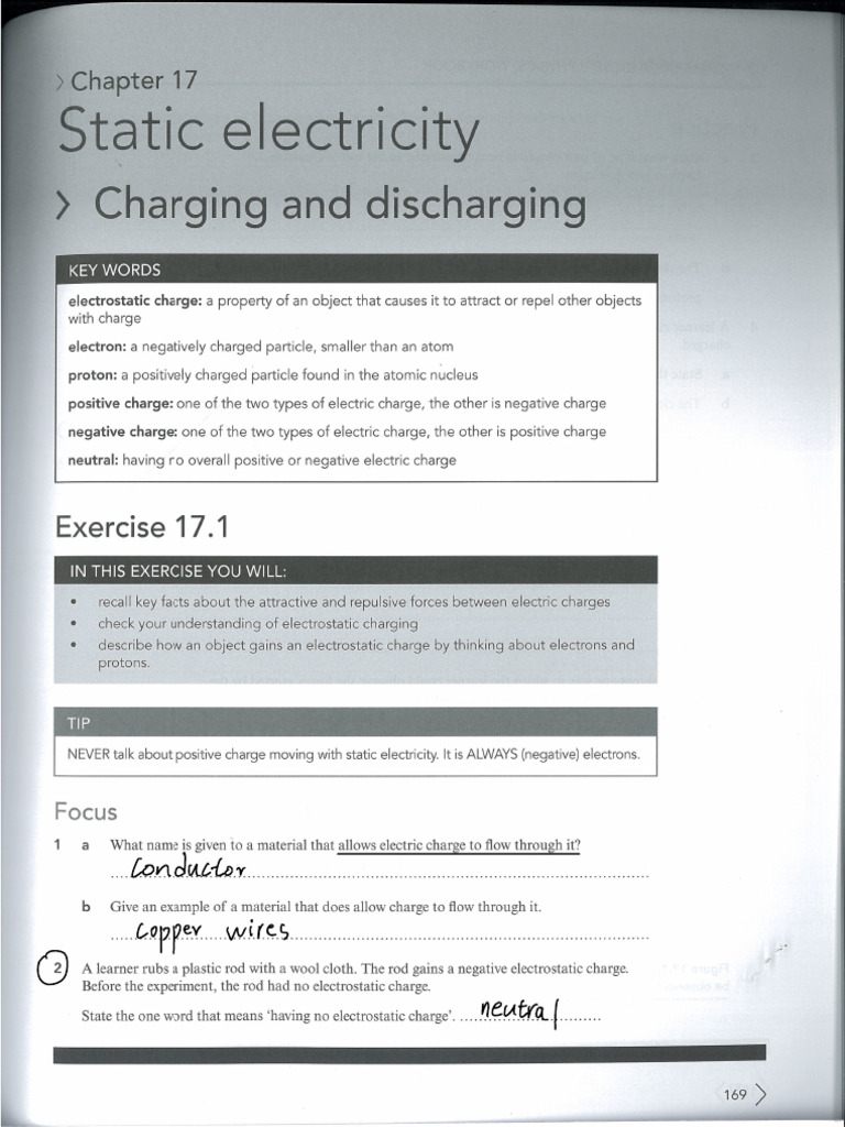 Chapter17 Static Electricity Workbook | PDF