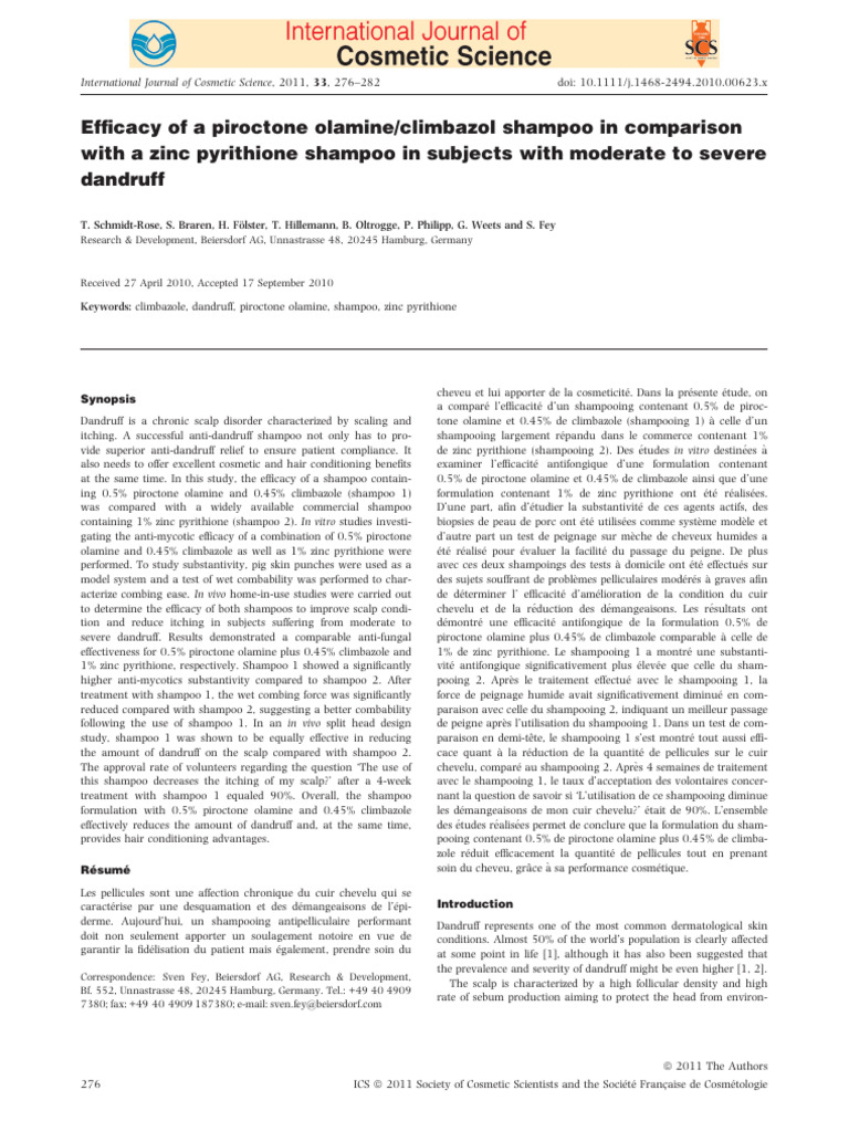 Piroctone Olamine 0.5 Climbazole 0.45 Shampoo | PDF | Shampoo