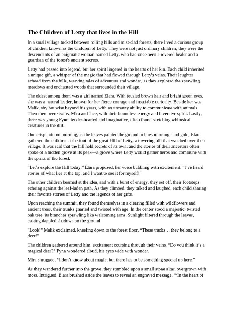 The Children of Letty That Lives in The Hill | PDF | Social Science ...