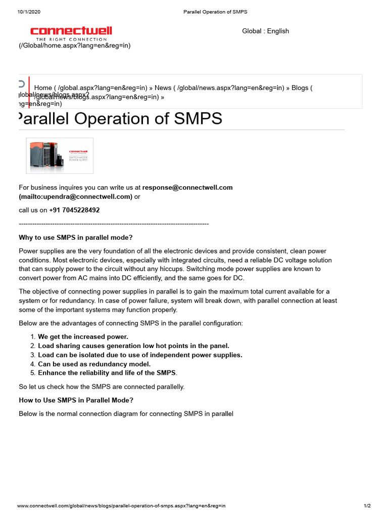 Parallel Operation of SMPS | PDF | Power Supply | Electrical Components
