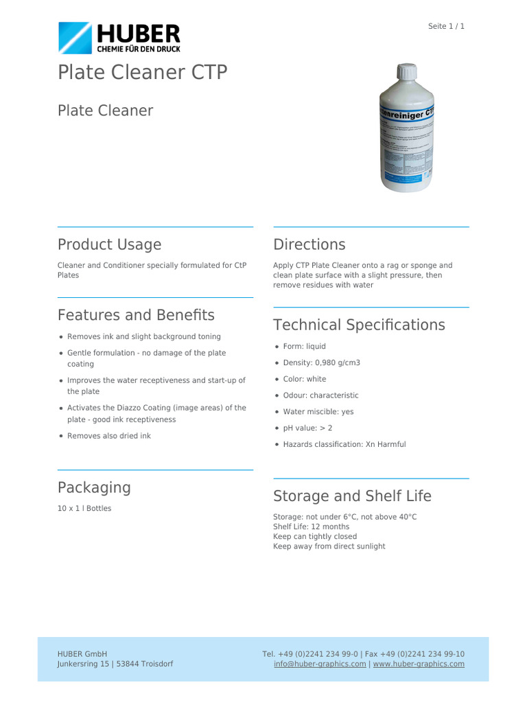 Plattenreiniger CTP - English | PDF