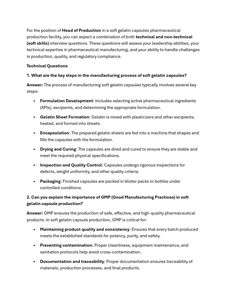 Generic Interview Questions | PDF | Pharmaceutical Formulation