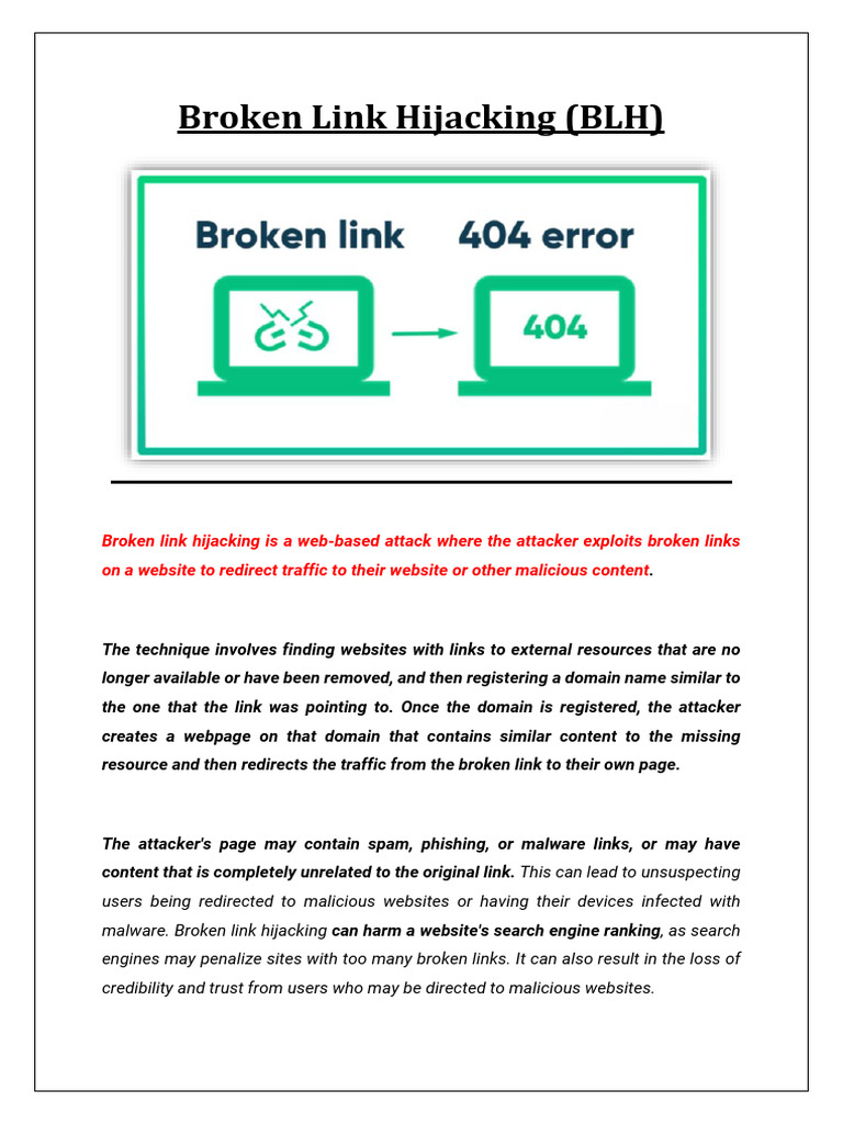 Broken Link Hijacking (BLH) | PDF | Malware | Phishing