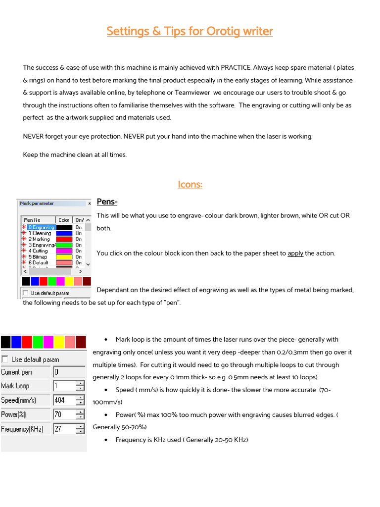 Training Hints & Tips For Orotig Writer | PDF | Engraving | Equipment