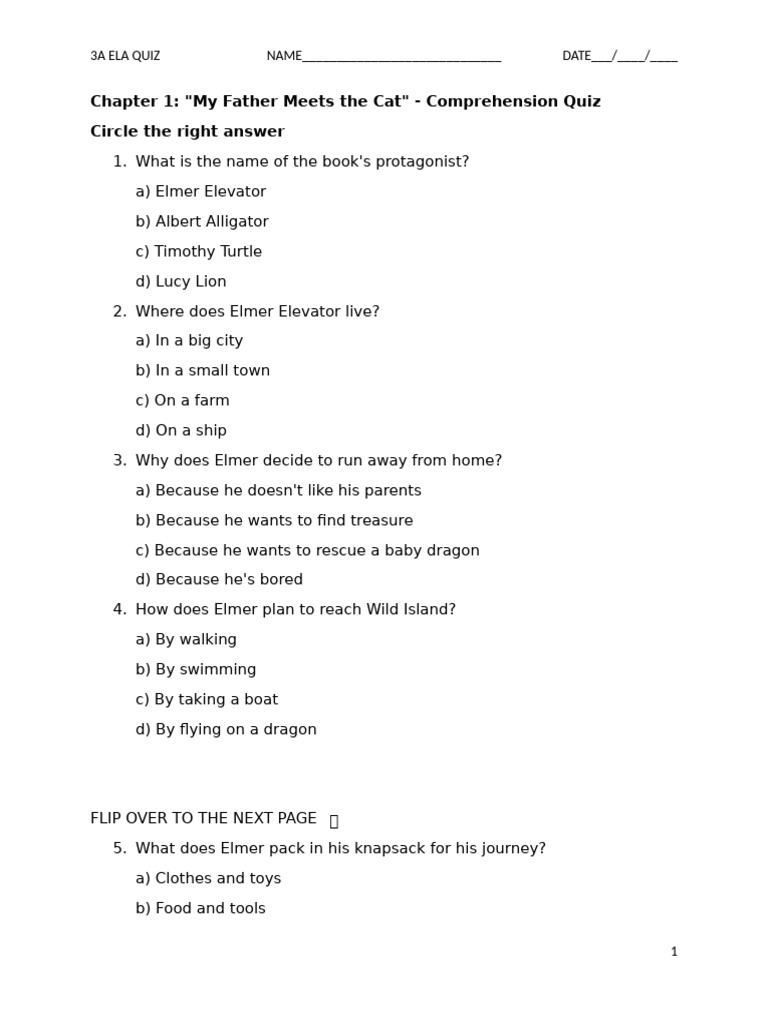 CH1 Comprehension Quiz | PDF | Young Adult | General Fiction