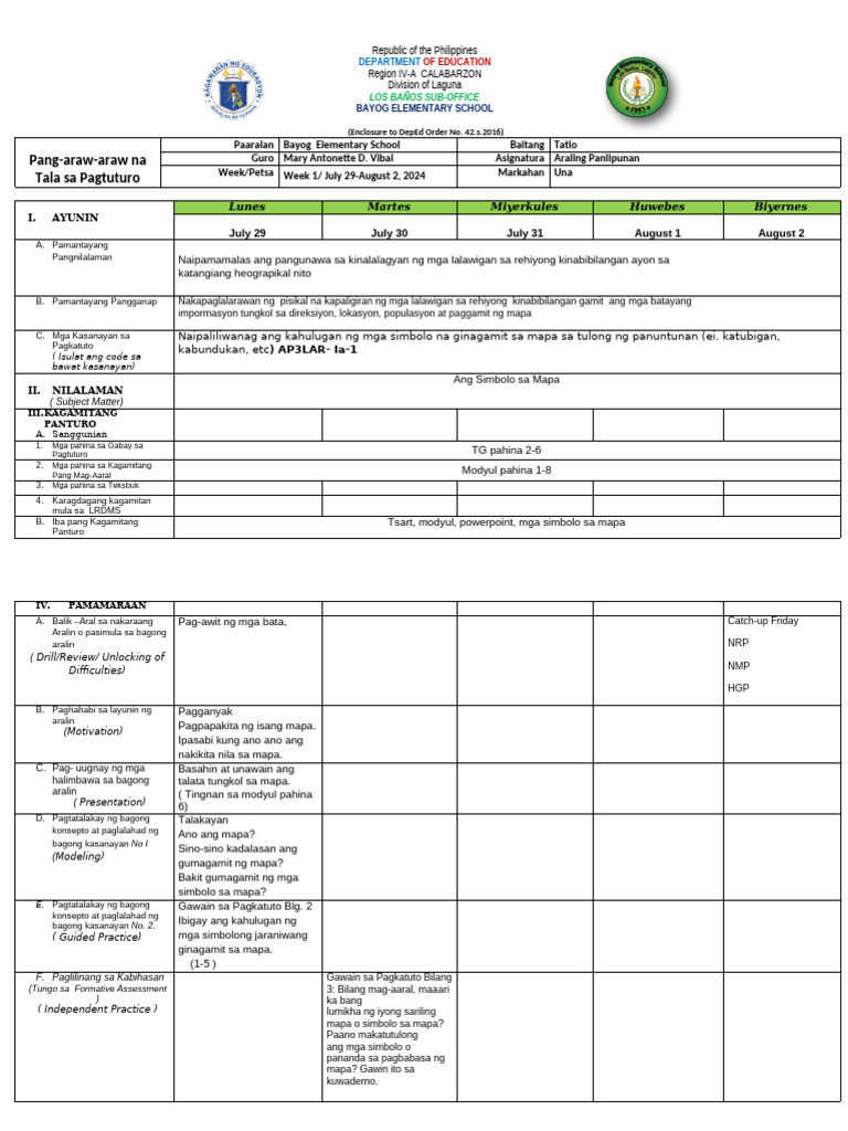 DLL AP Q1 Week 1 | PDF