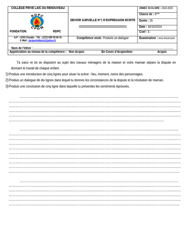 EXPR ECR 6ème Seq 1 | PDF