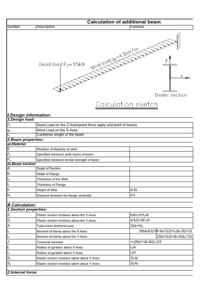 Calculation of Additional Beam | PDF | Beam (Structure) | Bending
