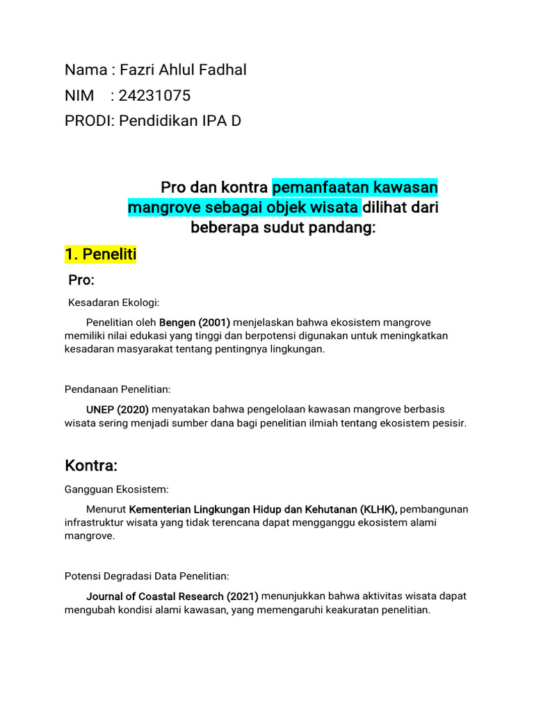 Fazri Ahlul Fadhal Tugas Bio Mangrove | PDF | Ilmu Sosial | Sains ...