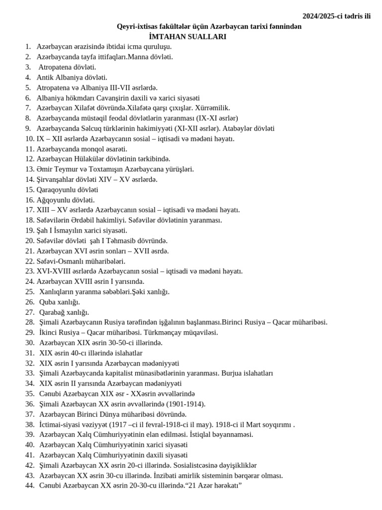 60 Imtahan Suali (Qeyri-Ixtisas) | PDF