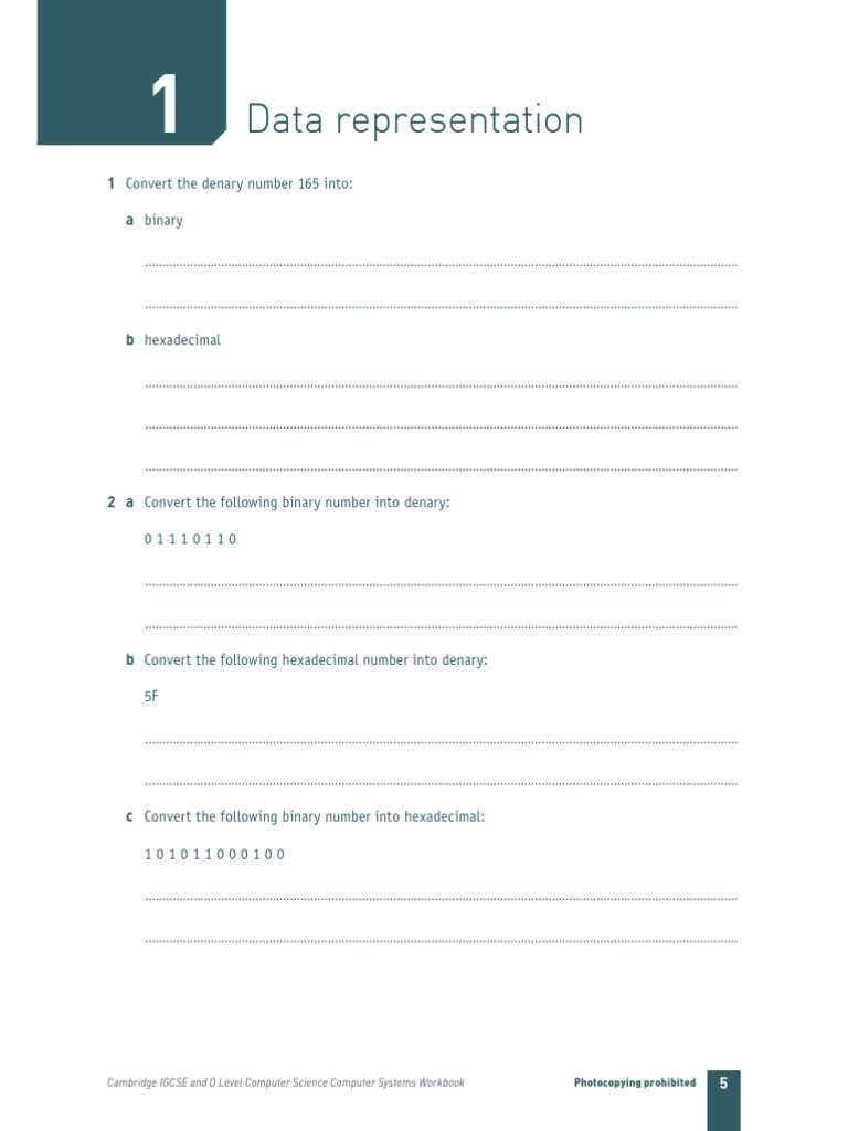 CHP 1 Data Representation | PDF | Byte | Decimal CHP 1 Data Representation | PDF | Byte | Decimal