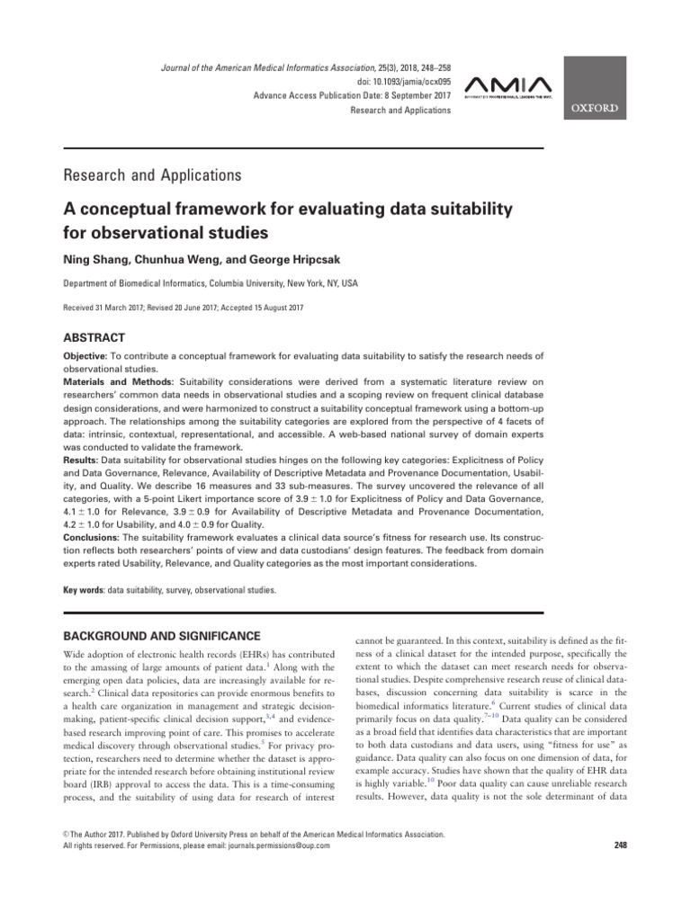 A Conceptual Framework For Evaluating Data Suitability For Observational Studies | PDF | Data ...