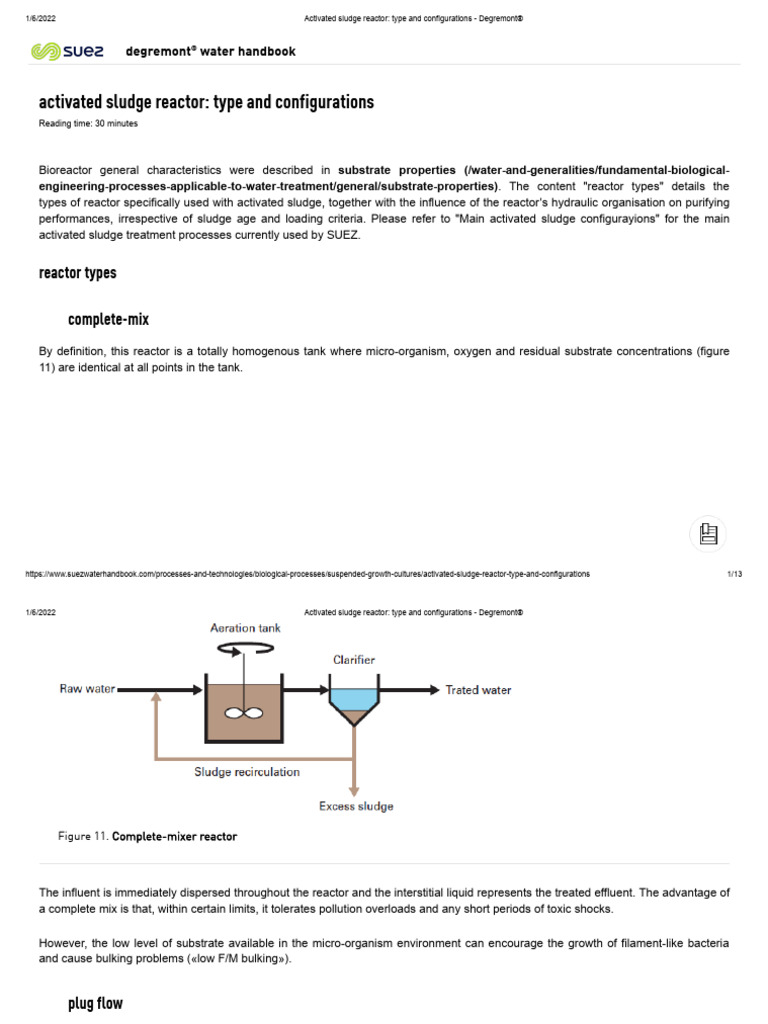 Activated Sludge Reactor - Type and Configurations - Degremont® | PDF ...